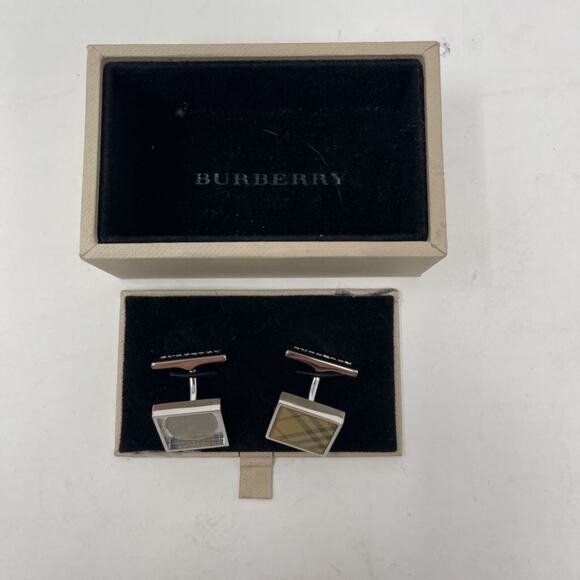 Burberry | Accessories | Burberry Mens Square Cufflinks Engraved Silver ...